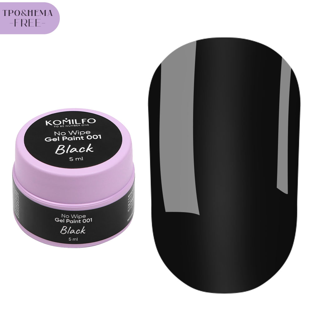 Komilfo HEMA/TPO Free No Wipe Gel Paint Black 001, 5 ml